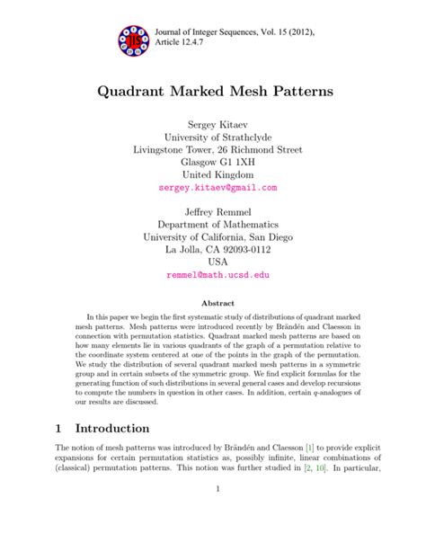 quadrant marked mesh patterns