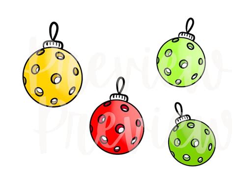 Pickleball Ball Ornament Clip Art For Commercial Use PNG Files Pickle