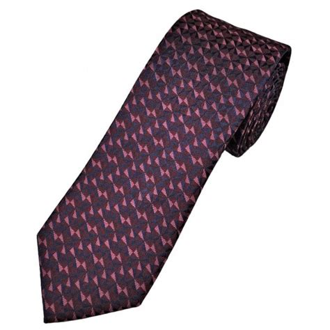 Tresanti Celeste Navy Blue Burgundy Pink Triangle Pattern Men S Silk