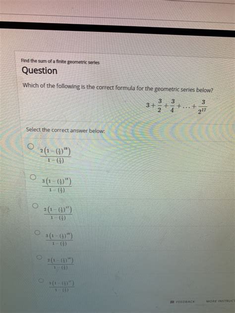 solved find the sum of a finite geometric series question