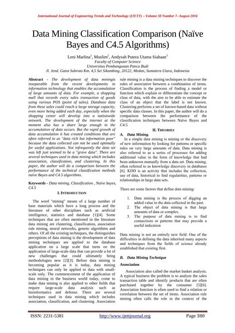 pdf data mining classification comparison naïve bayes and c4 5 algorithms dokumen tips