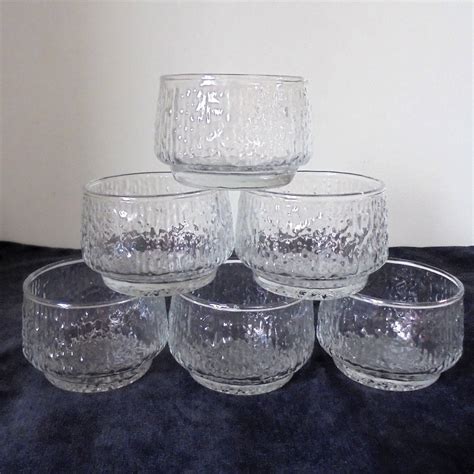 1970s Retro Ravenhead Siesta Glass Sundae Dishes Ramekins Dessert