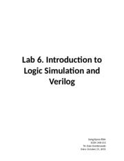 ECEN 248 Lab6 Report Lab 6 Introduction To Logic Simulation And