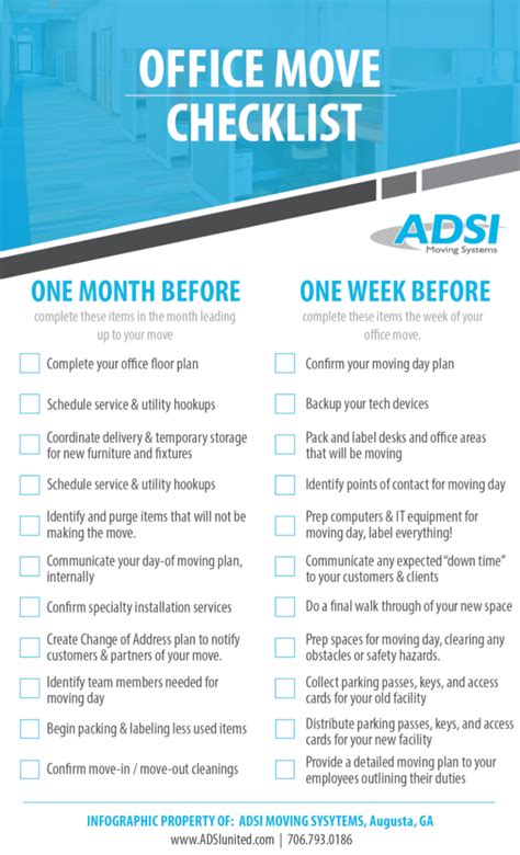 PREPARING FOR YOUR OFFICE MOVE Checklist ADSI
