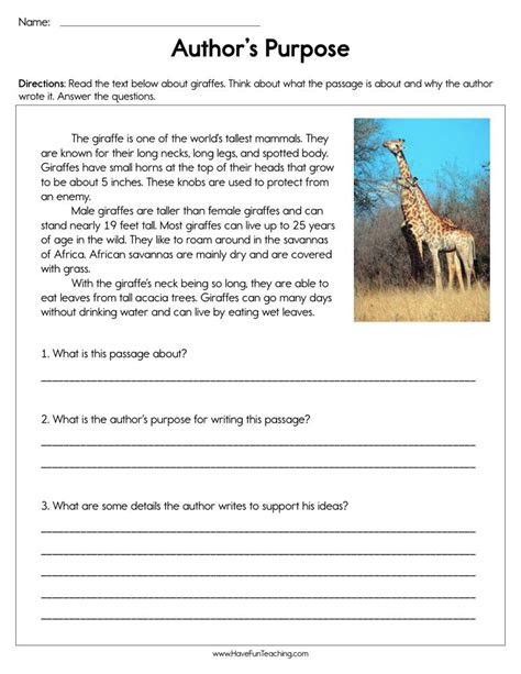 Identifying Author S Purpose Worksheet By Teach Simple