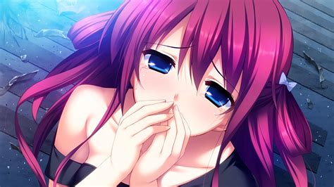 デスクトップ壁紙 アニメの女の子 アートワーク 黒髪 ピンクの髪 ヘア グリッサイアカジツ Suou Amane 涙