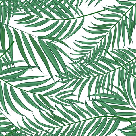 Palm Tree Leaf Silhouette Seamless Pattern Background Vector