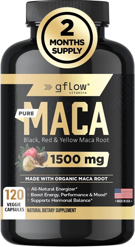Amazon Organic Maca Root Black Red Yellow 1900 MG Per Serving