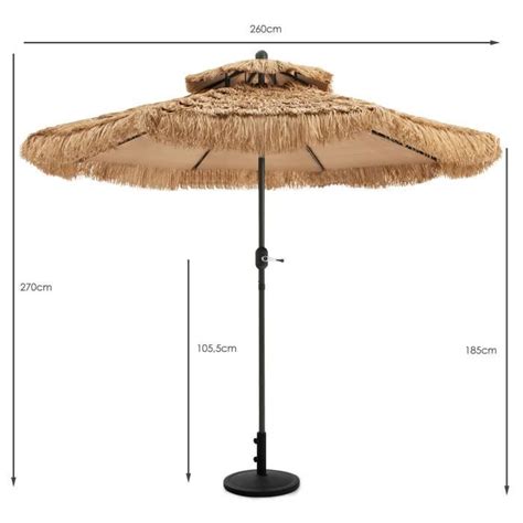 GIANTEX Parasol De Plage De Paille 2 7M Inclinable 30 Dia 2 6 M