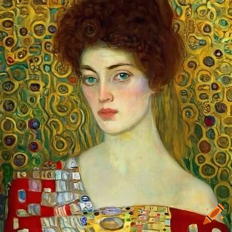 Portrait Of A Woman In Gustav Klimt Style On Craiyon