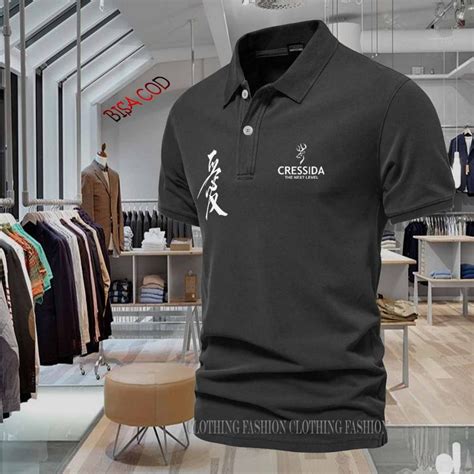 Jual COD T Shrit POLO Kerah Cressida Rilex Text Putih Kaos Kerah Dewasa