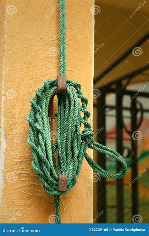 Green Rope Was Tied To A Pole Stock Image Image Of Tied Sailing 52239165