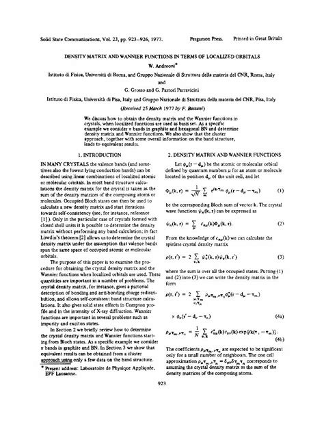 pdf density matrix and wannier functions in terms of localized orbitals dokumen tips