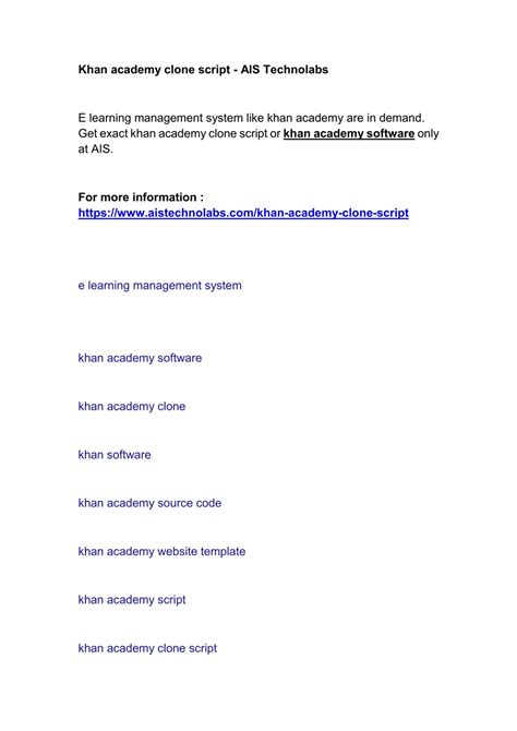 Ppt Khan Academy Software Clone Script Ais Technolabs Powerpoint