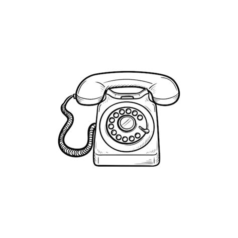 Icône De Doodle Contour Dessiné Main Téléphone Vintage Vieux Téléphone