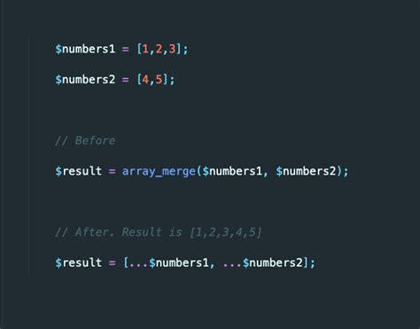 you can use the spread operator to merge arrays just like in javascript laravel code tips