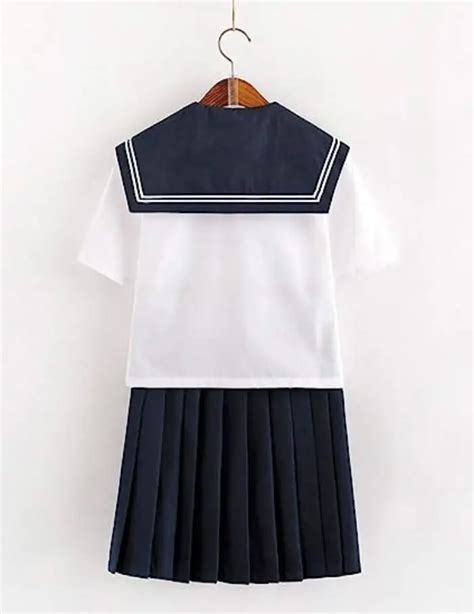 Japanese School Girls Uniform Sailor Navy Blue Pleated Skirt Anime Cosplay Costumes With Socks