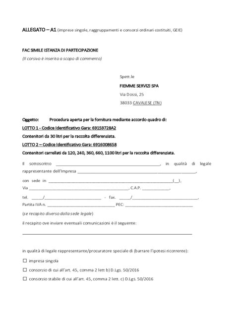 Compilabile Online FAC SIMILE ISTANZA DI PARTECIPAZIONE Il Corsivo