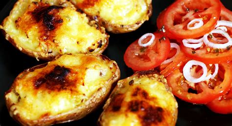 Dobbelbakte Poteter Oppskriftskroken Stekte Bakte Poteter