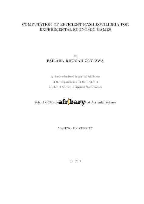 computation of efficient nash equilibria for experimental economic games afribary