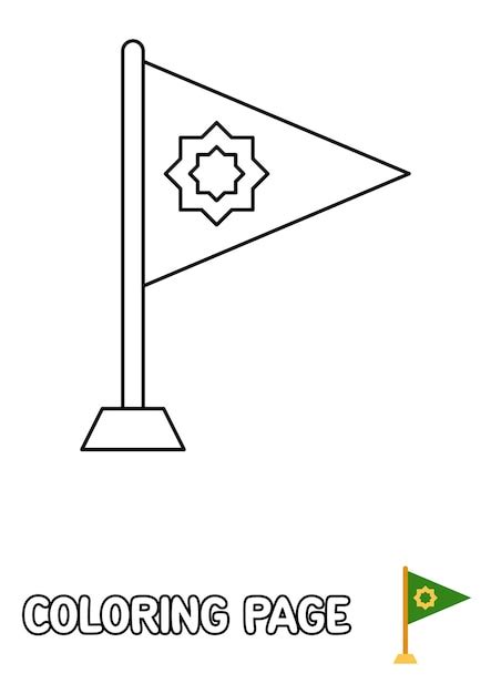 Dibujo para colorear con bandera para niños Vector Premium