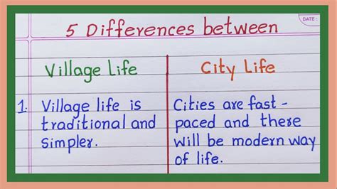 Differences Between Village Life And City Life Difference Between