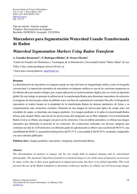pdf watershed segmentation markers using radon transform