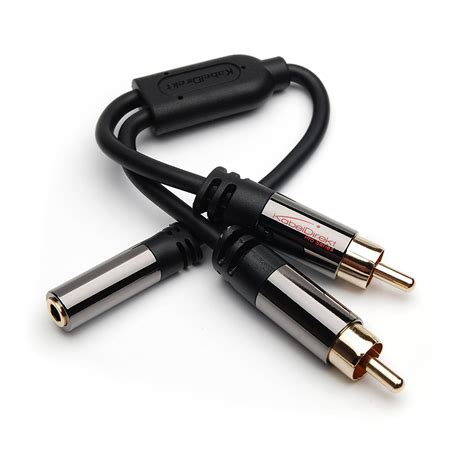 KabelDirekt 0 5 Ft Y Adapter 1 X 3 5mm Female To 2 X RCA Male