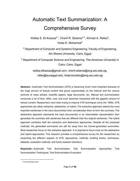 pdf automatic text summarization a comprehensive survey