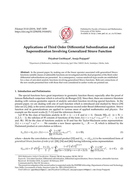 pdf applications of third order differential subordination and superordination involving