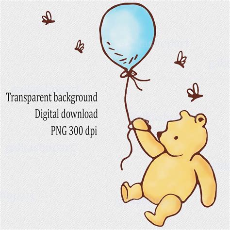 Classic Winnie The Pooh Sublimation Design Watercolor Baby Shower