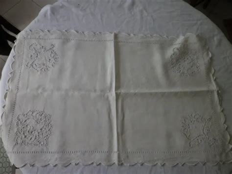 LINGE ANCIEN NAPPE Richement Brodée en lin et coton EUR 25 00 PicClick FR