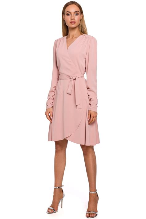 Elegancka kopertowa sukienka z wiązaniem w talii Sukienki shop