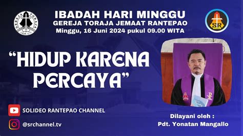 Live Ibadah Hari Minggu Pukul Wita Gereja Toraja