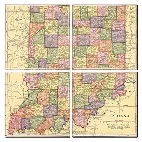 Indiana Coaster Of Vintage Map Set Of Walmart