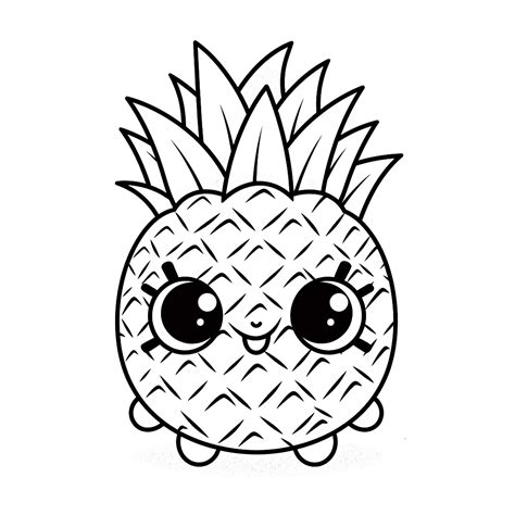 Kawaii Ananas Ausmalbild Kostenlos Herunterladen