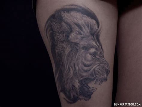 Realistic Lion Head Bunker Tattoo Quality Tattoos