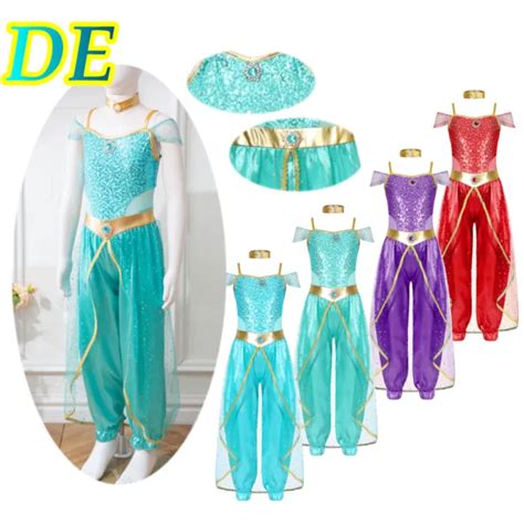 DE MÄDCHEN JASMIN Prinzessin Kostüm Aladin Prinzessin Kleid Bauchtanz