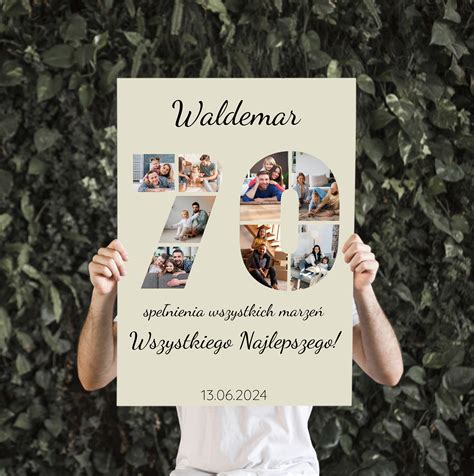 Kolaż na 70 urodziny plakat ze zdjęciami personalizowany plakat bobraz pl