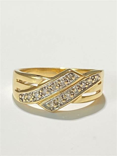18 Kt Yellow Gold Ring 0 14 Ct Diamonds Catawiki