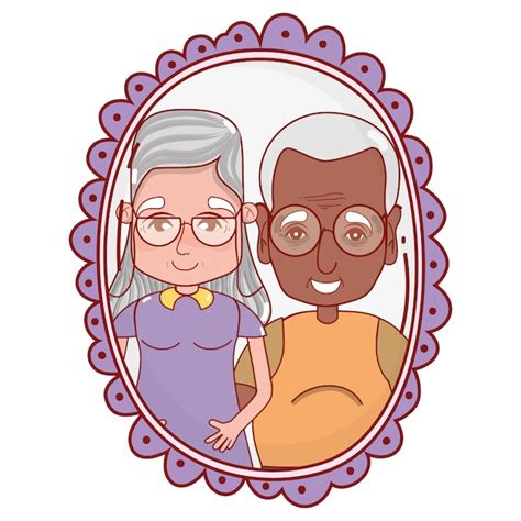 Abuelos Lindos Pareja De Dibujos Animados Vector Premium