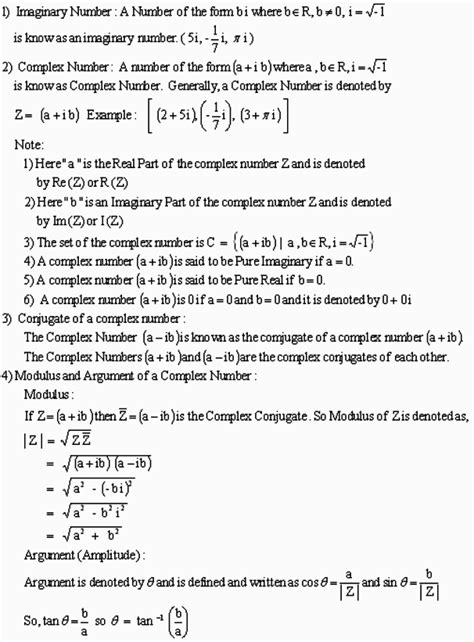 list of formulas 05 grades 10 to 12 complex number part 1 complex numbers math formulas