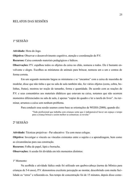 Relatório do diagnóstico psicopedagógico clínico PDF