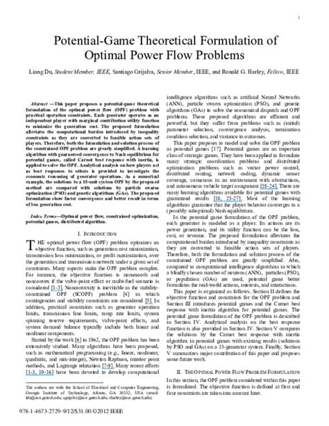 pdf potential game theoretical formulation of optimal power flow problems sergio grijalva