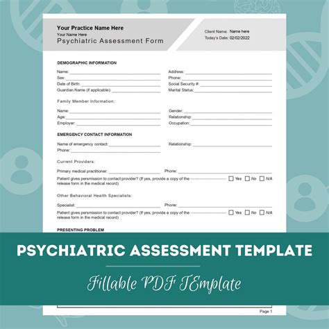 Psychiatric Assessment Template PDF For Psychiatrists Nurse