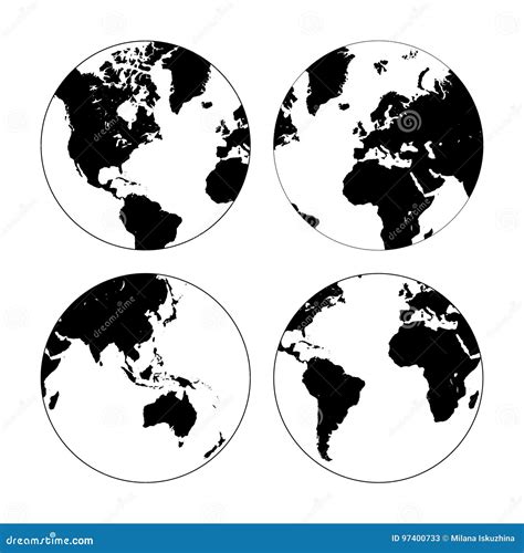 Set Of High Detailed Vector Globes Stock Vector Illustration Of
