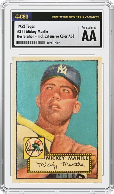 CSG Certifies A Distinctively Altered 1952 Topps Mickey Mantle Card CGC