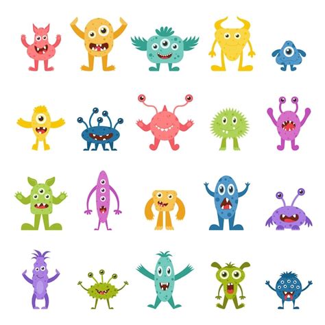 Premium Vector Set Of Cute Monsters Vector Illustration
