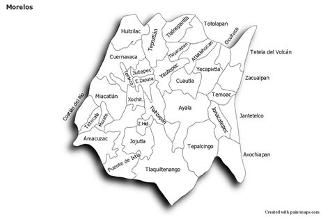 Mapas de muestra para Morelos blanco negro sombrío Mapas Blanco y