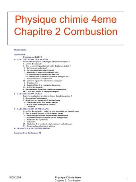 Devoir Maison Physique Chimie 4eme Combustion Ventana Blog